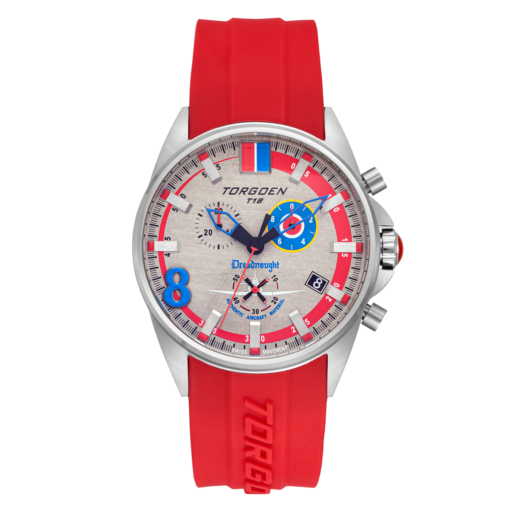 T18 Dreadnought | 45mm, Red Silicone Strap – Torgoen