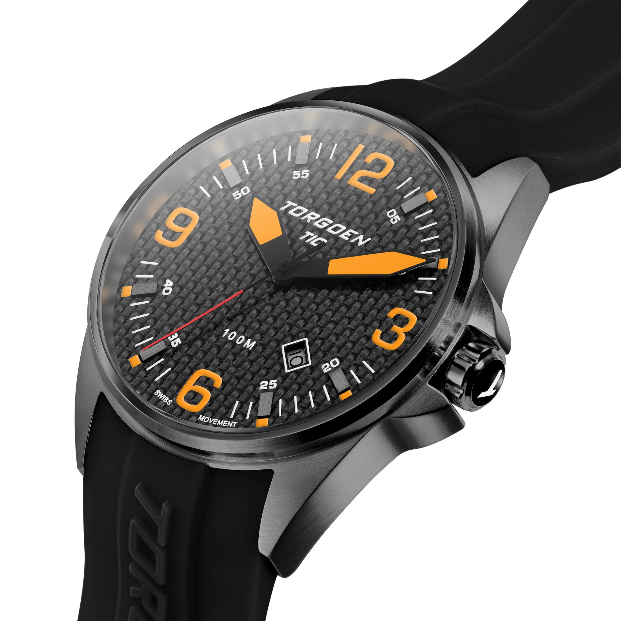 Torgoen T10 Blackbird Carbon | 44mm - Black Silicone strap