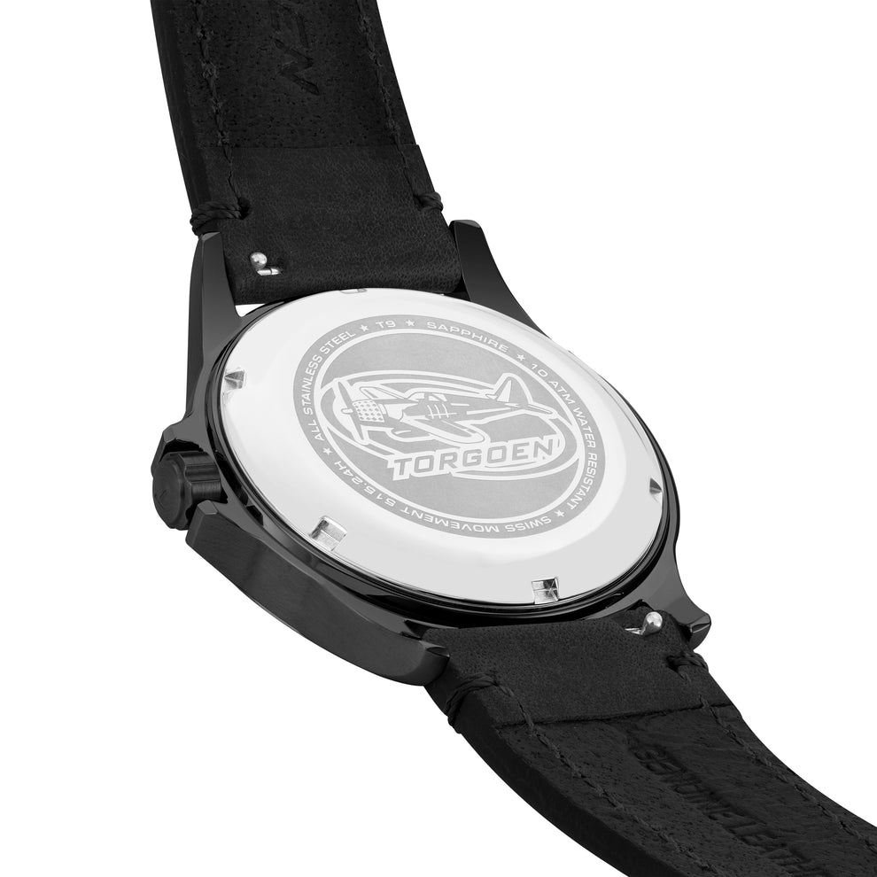 T9 Blackbird GMT | 42mm - Black Leather Strap – Torgoen