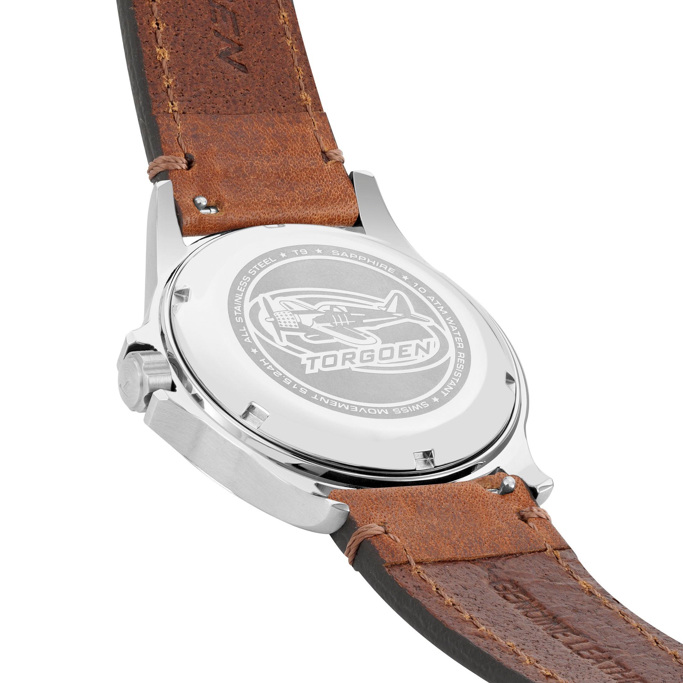 Torgoen T9 White Ibis GMT | 42mm - Brown Vintage Leather Strap