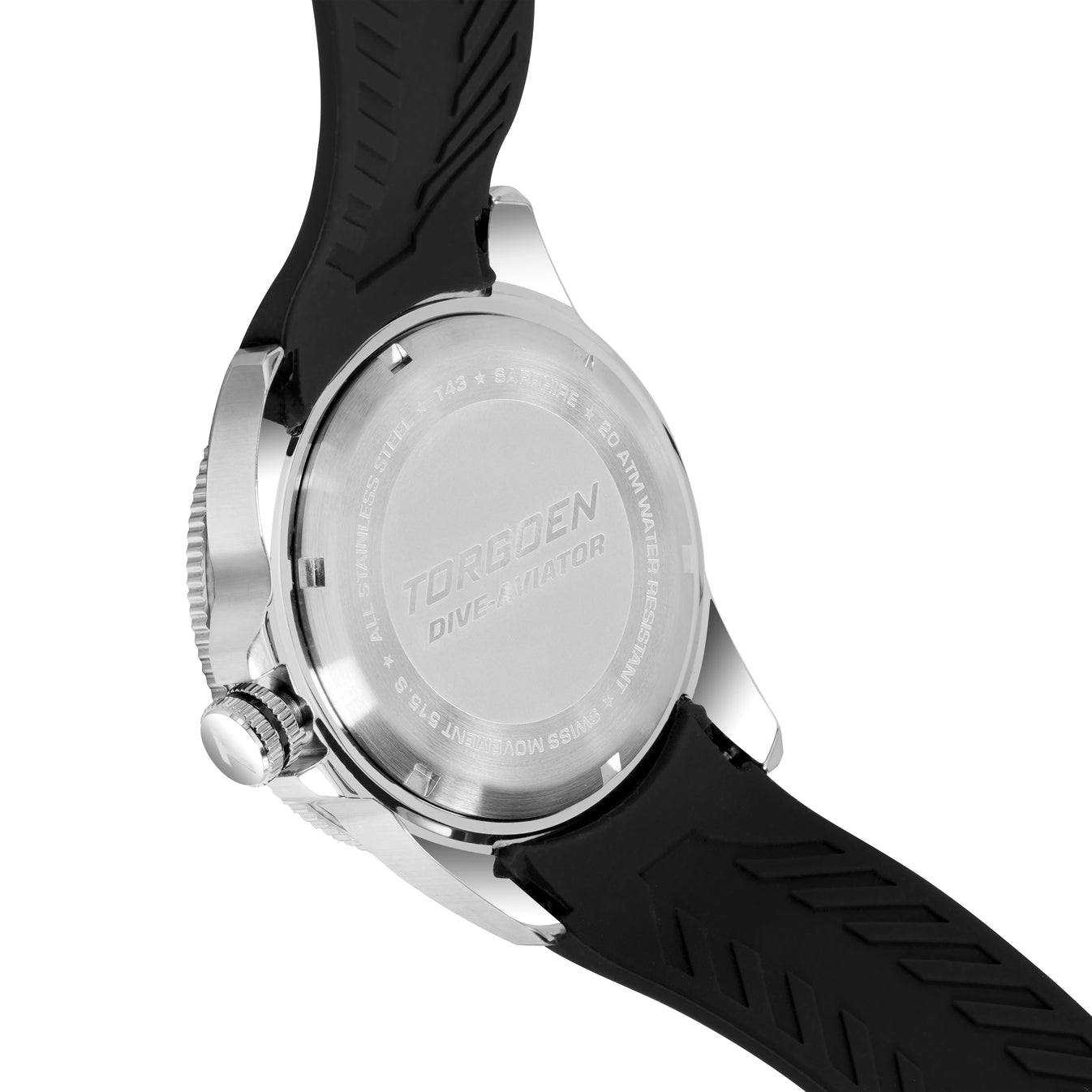 Torgoen T43 Black Diver Sapphire | 44mm - Black Silicone Strap
