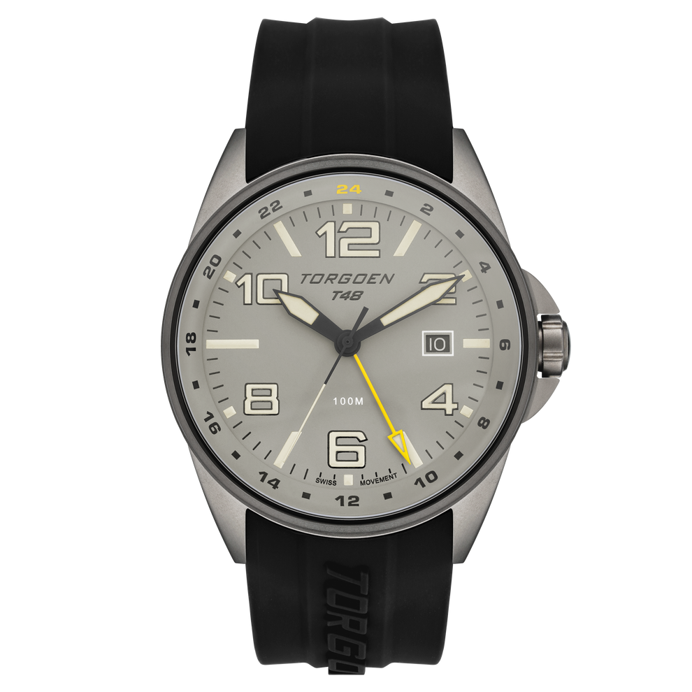 T48 GMT Heron | 44mm - Black Silicone Strap – Torgoen