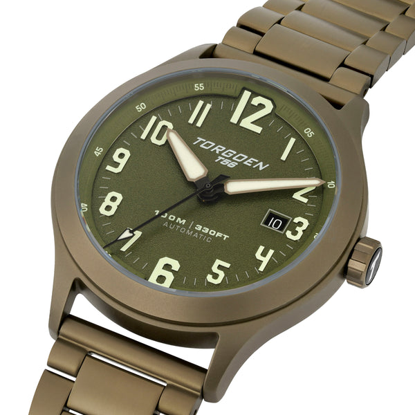 T56 Automatic | 44mm, Khaki Steel Bracelet – Torgoen