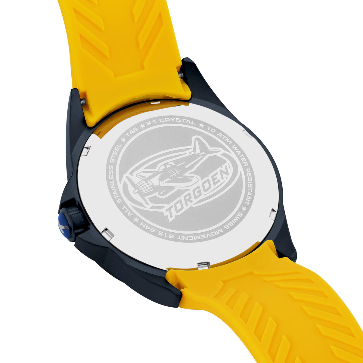T48 GMT Yellow/Navy Ion Plated | 44mm, Yellow Silicone Strap – Torgoen