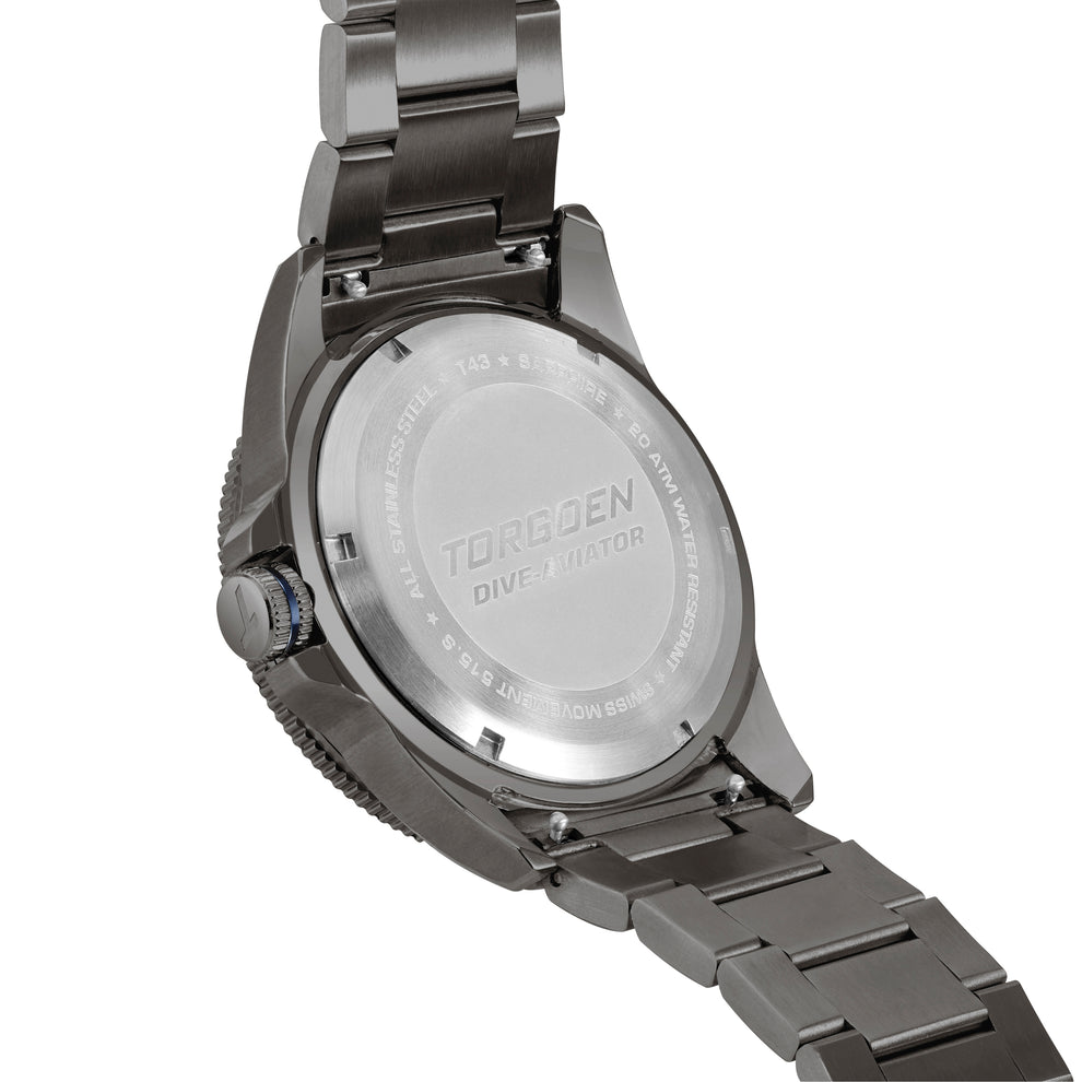 T43 Ice Blue Ion Plated Sapphire | 44mm, Stainless Steel Strap – Torgoen