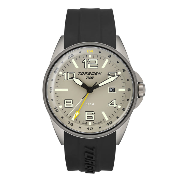 T48 GMT Heron | 44mm - Black Silicone Strap – Torgoen